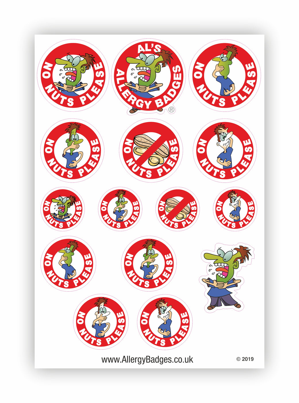 Nut Allergy Warning Stickers - No Nuts — Nametape Express